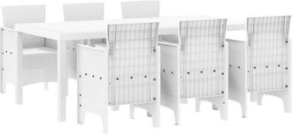 vidaXL Garten Essgruppe 7 pcs Wei&szlig; Polt Rattan Vidaxl