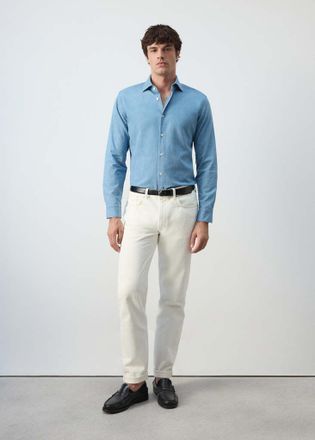 Mango Chemise chambray 100 % coton bleu clair - Homme - XXL - MANGO MAN
