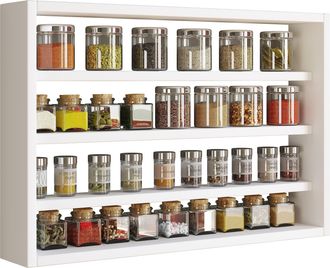 VCM Holz Küchenregal hängend | Maße ca. H. 40 x B. 60 x T. 10 cm | Hängeregal mit Vier Fächern | Wandregal | Gewürzregal | Küchenmöbel - Esaldi M