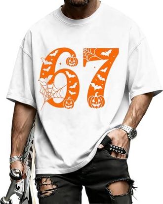 Generic T-shirt surdimensionn&eacute; pour homme | Col ras-du-cou 39 40 - T-shirt surdimensionn&eacute; &agrave; manches courtes en coton - Pour les voyages, blanc, XXL