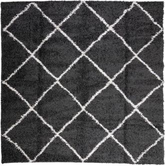 vidaXL Vidaxl - Teppich Shaggy Hochflor Modern Schwarz und Creme 240x240 cm