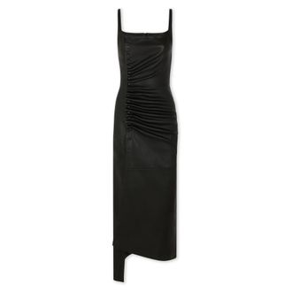 Paco Rabanne Drapiertes Midikleid aus Leder - - Dresses - Damen - Schwarzk - S