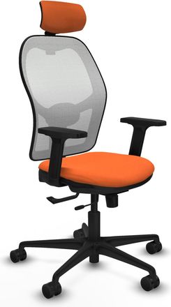 Piqueras y Crespo Ergonomischer B&uuml;rostuhl mit 2D-Armen, h&ouml;henverstellbare Lendenwirbelst&uuml;tze und h&ouml;henverstellbares Kopfteil, Wei&szlig;/Orange