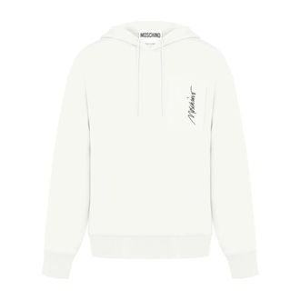 Moschino Homme, Sweatshirts et sweats &agrave; capuche, Blanc, Taille: L Embroidered Logo Sweat &agrave; capuche