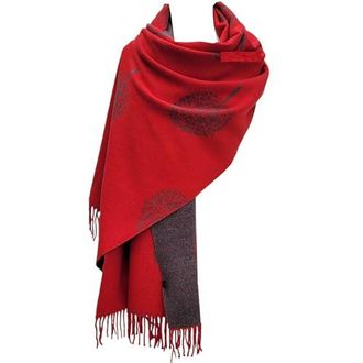 GFM Ch&acirc;le pashmina imprim&eacute; m&ucirc;riers au toucher cachemire pour lautomne et lhiver (MBRY-A),.Mbshl-vll-rouge, L
