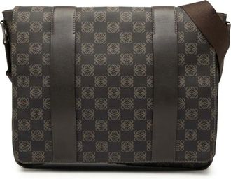 Loewe sac à bandoulière en toile vernie à logo Anagram (2010-2025) - Marron