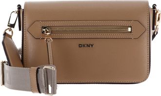 DKNY Womens Bryant AVE MEDIUM Flap Crossbody 100% Cow Leather, Cappucino