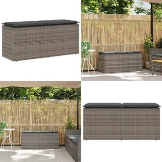 vidaXL Vidaxl - Gartenbank mit Kissen Grau 110x40x44 cm Poly Rattan