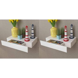 vidaXL Vidaxl - tagères murales avec tiroirs 2 pcs Blanc 48 cm