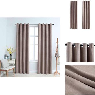 vidaXL Rideaux occultants avec anneaux en métal 2 pcs Taupe 140x225 cm - Rideaux Occultants - Rideaux Pour Salon - Rideaux Chambre - Rideaux Taupe - Rideaux