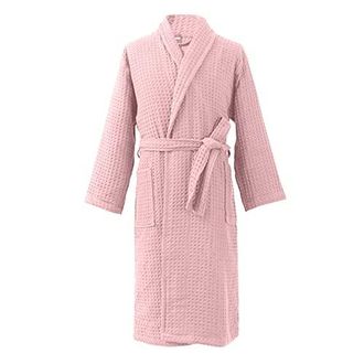 Generic Peignoir en nid dabeille pour femme &agrave; manches longues en coton pur avec poches d&eacute;contract&eacute;es avec col, v&ecirc;tements de nuit l&eacute;gers et respirants, peignoi