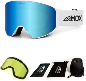 Mox Infinity II White Skibrille - Ice Blue/Blau OTG, mit magnetische Wechselgl&auml;ser