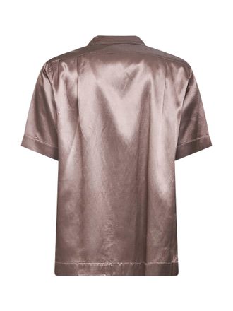 Dries Van Noten Mens Bowling Shirt With Firework Sequin Embellishment, Old Rose Pink Cupro