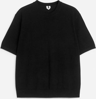 Arket Gestricktes T-Shirt Aus Merinowolle -Schwarz