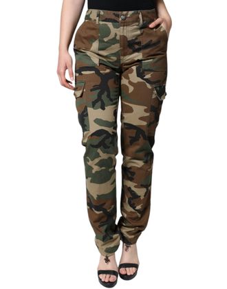 Dolce & Gabbana Womens Multicolor Camouflage Cargo Pants Cotton