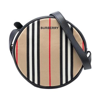 Burberry Sac bandouli&egrave;re rond Pre-owned &agrave; rayures - Femme - Pre-owned - Beige - Taille: ONE Size