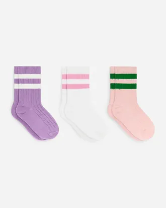 Arket Gerippte Socken 3er-Pack -Rosa