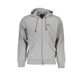 La Martina Grauer Baumwoll-Hoodie mit Rei&szlig;verschluss und Print - - Sweatshirts & Hoodies - Herren - Grau - XL