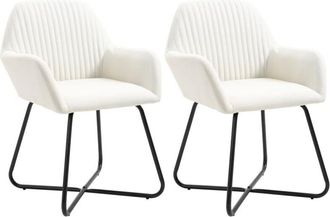 vidaXL Vidaxl - Chaises &agrave; manger lot de 2 cr&egrave;me tissu