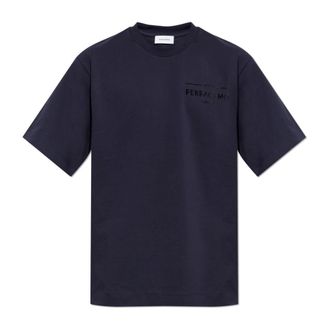 Ferragamo Logo T-Shirt - - Tops - Herren - Blau - L
