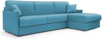 Divani.Store Divani.store - Evans Ecksofa mit Schlaffunktion aus wasserfestem Stoff T13 252 cm links (mat. 140x197) Hellblau