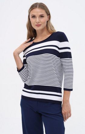 Passioni Strickpullover mit Ringel-Muster und Strassdetails