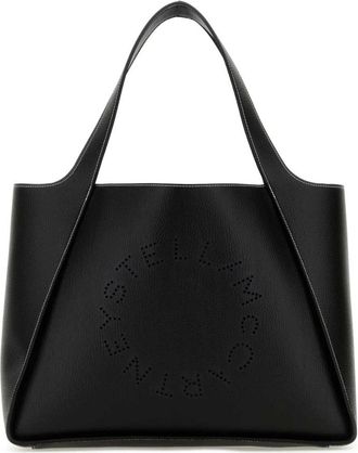 Stella McCartney Femme, Sacs, Noir, Taille: ONE Size Logo Tote Bag Embossed Grainy Alter Mat