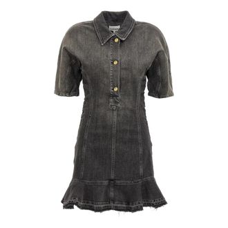 Ganni Tint Edge Kleid - - Dresses - Damen - Schwarzk - XS