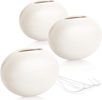 Com-Four 3X Luftbefeuchter aus Keramik - Heizkörper-Verdunster zum Befeuchten der Raumluft - Heizungsverdunster in ovaler Form, weiß (03 Stück - oval)