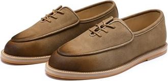 AlltheMen Loafers Homme Cuir Lacets Ville Conduite Chaussures Confort Leger Plat Semelles de Mocassin Marron 42