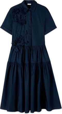 Oltre Femme, Robes, Bleu, Taille: 44 FR Robe-chemise avec Fleurs Appliqu&eacute;es