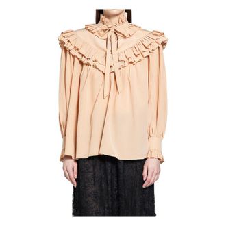 Chlo&eacute; Femme, Blouses et Chemises, Brun, Taille: 38 FR Oversized Ruffle Top