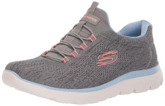 Skechers Summits Fun Flare Damen Sneaker, Grey Mesh Pink Blue Trim, 36.5 EU