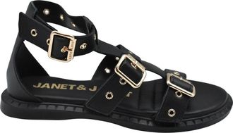 Janet & Janet Femme, Chaussures, Noir, Taille: 37 EU Sandales Plates