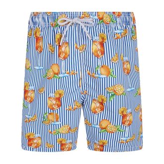 MC2 Saint Barth Gestreifte Badeshorts mit Cocktail-Print - - Swimwear - Herren - Mehrfarbig - S