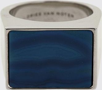 Dries Van Noten Bague en laiton avec pierre naturelle bleue taille rectangulaire