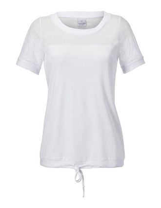 Madeleine Kurzarmshirt Luftiges T-Shirt mit transparenten Details Sportives Baumwollshirt mit Rundhalsausschnitt und Halbarm