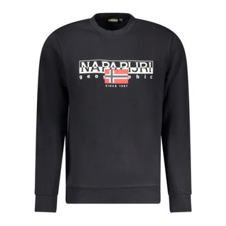 Napapijri Homme, Sweatshirts et sweats à capuche, Noir, Taille: M SweaT-shirt Noir avec Imprimé et Manches Longues