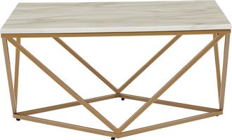 Beliani Moderner Couchtisch mit Marmor-Effekt in Beige/Gold Malibu