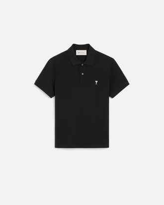 Ami Ami Paris - Polo Noir Manches Courtes Ami De Coeur en Coton Noir - Taille : XXXL - pour Homme