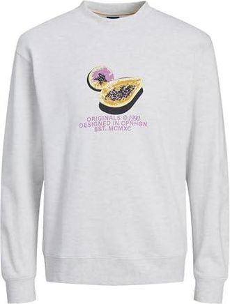 Jack & Jones Jortampa Branding Sweat à col Rond Maillot de survêtement, Blanc-Gris, M Homme