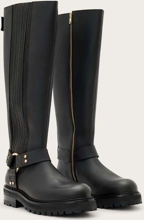 AllSaints Maddie - Stiefel in Schwarz mit hohem Schaft