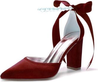 Miyoopark Chaussures de mariage mode femme talon bloc soirée décolleté, M640 Bordeaux, 36.5 EU