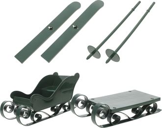 Valiclud Weihnachtsschlitten und Skibrett Ornament Satz Miniatur Kunststoff Schmuck Kompakte Weihnachtsdekoration zum Aufh&auml;ngen Foto Hintergrund Sammlerst&uuml;ck