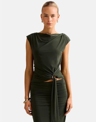 Forever New Jazelle - Oberteil in Thymiangr&uuml;n mit drapiertem Design und Metallverzierung, Kombiteil
