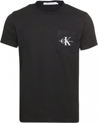Calvin Klein Jeans Herren T-Shirt Kurzarm Core Monologo Rundhalsausschnitt, Schwarz (Ck Black), M