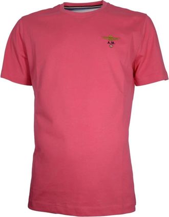 Aeronautica Basic T-Shirt aus Baumwolle mit Rundhalsausschnitt - - Tops - Herren - Rosa - 2XL