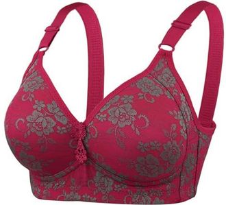 Generic 2026 Soutiens-gorge pour femmes Soutien-gorge confortable mince imprim&eacute; fil grande taille, Rouge, 105C