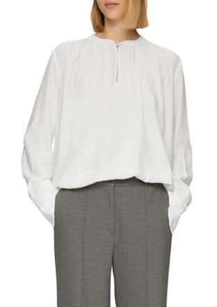 s.Oliver Black Label Langarmbluse mit leichter Raffung am Kragen