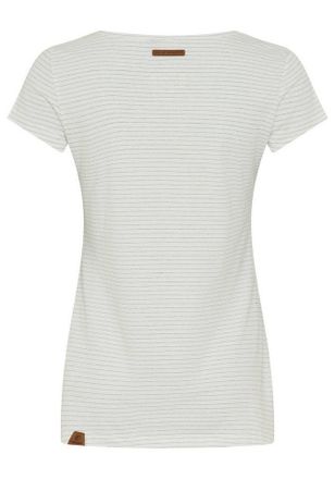 Ragwear Kurzarmshirt MINT STRIPES O mit Logoschriftzug und Zierknopf in Holzoptik